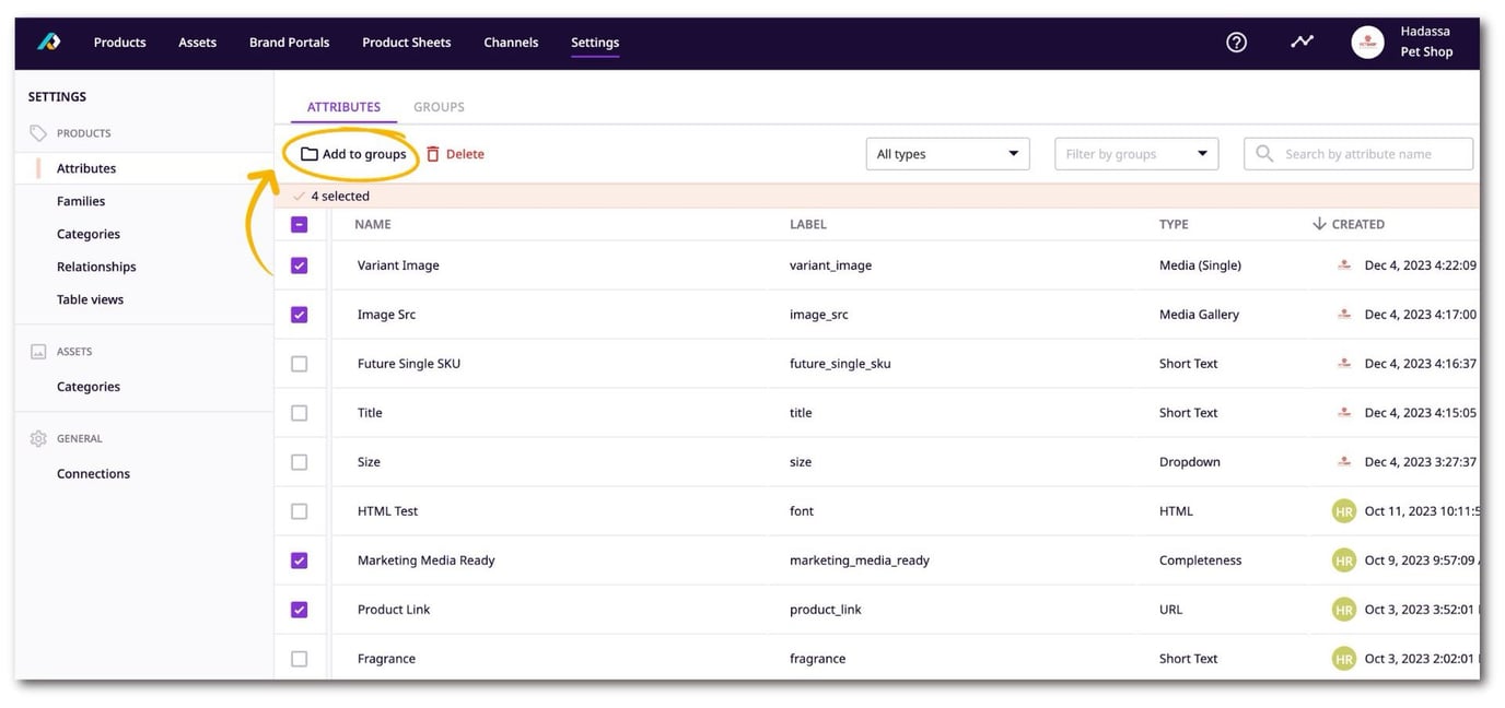 Creating and Managing Product Attribute Groups